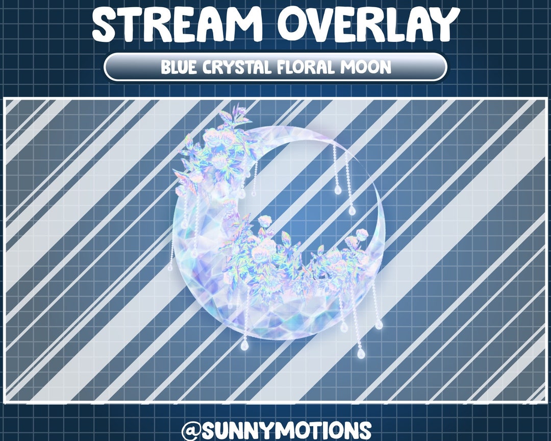 1x Animated Stream Decoration Blue Hologram Celestial Moon, Lo-fi ...