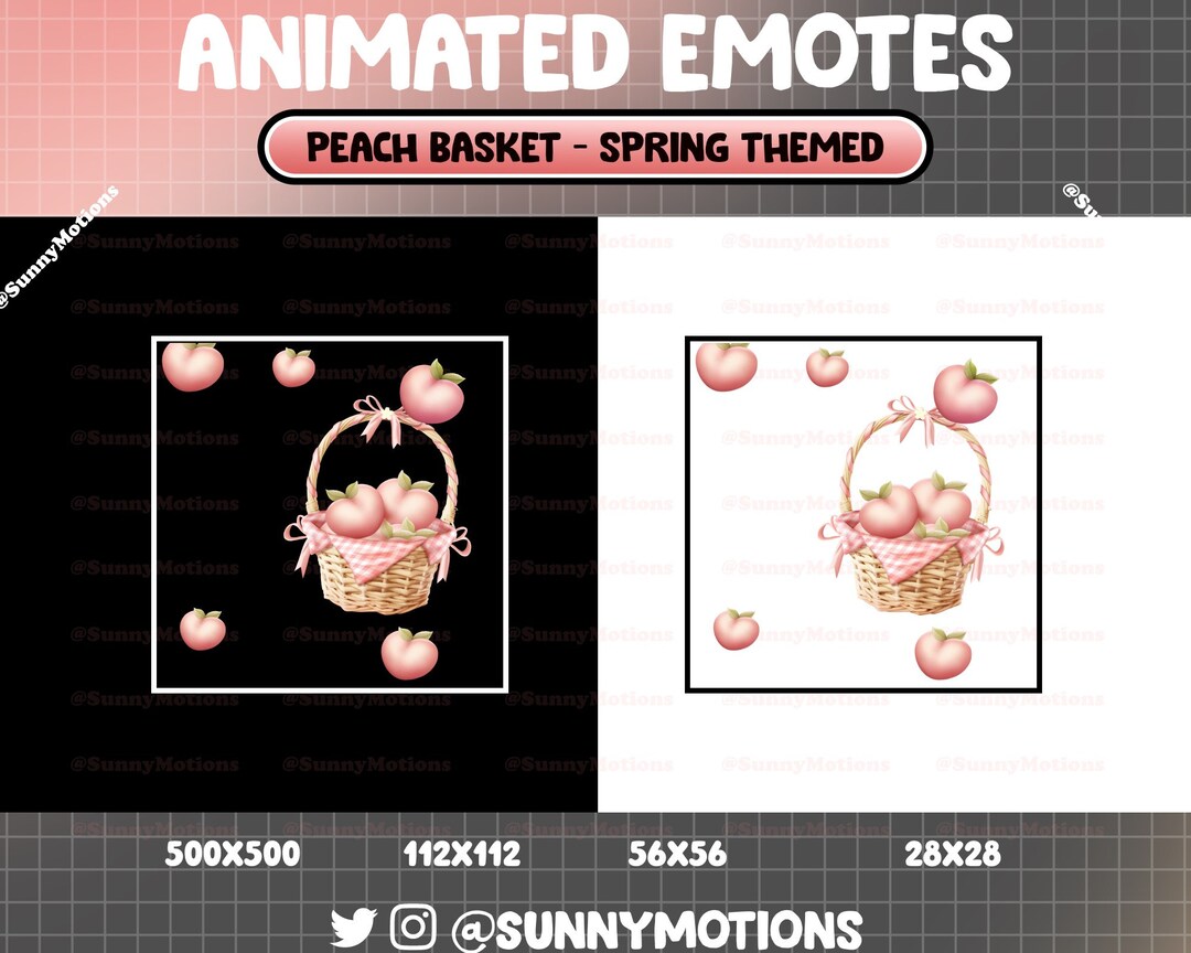 Animated Peach Basket Twitch Emotes, Kawaii Spring Themed, Raining ...
