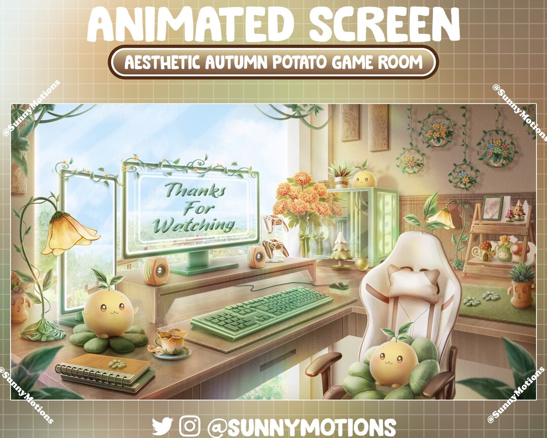 ANIMATED Stream Screen: Aesthetic Cozy Potato Twitch Overlay, Autumn ...