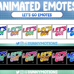 6x Let's Go Animated Twitch Emotes, Blue Green, Pink, Purple Orange ...