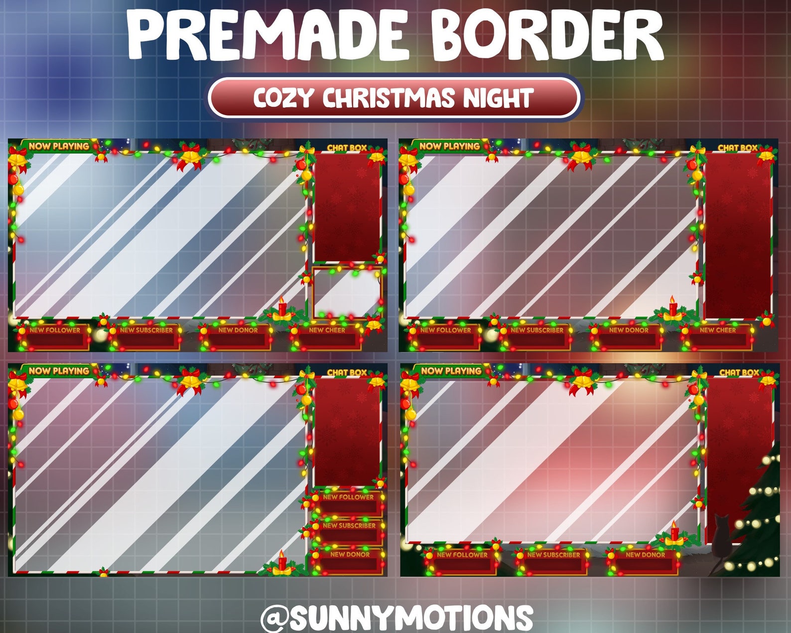 ANIMATED Twitch Stream Overlay Package / Christmas Night / - Etsy