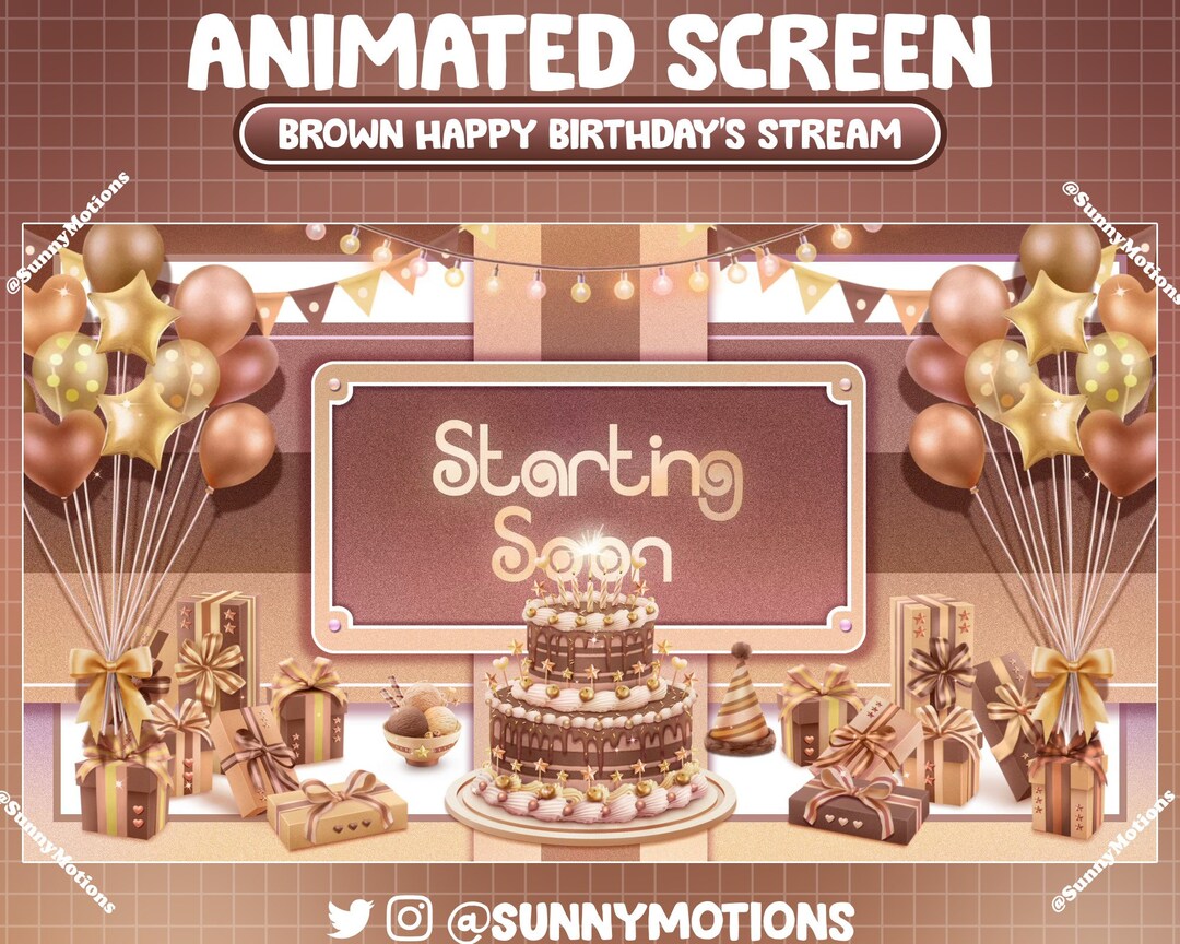 6 Animated Brown Orange Happy Birthday Room Twitch Screen Overlay ...