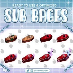 8 Red Vampire Coffin Twitch Sub Badges, Ghost Dracula Stream Overlay ...