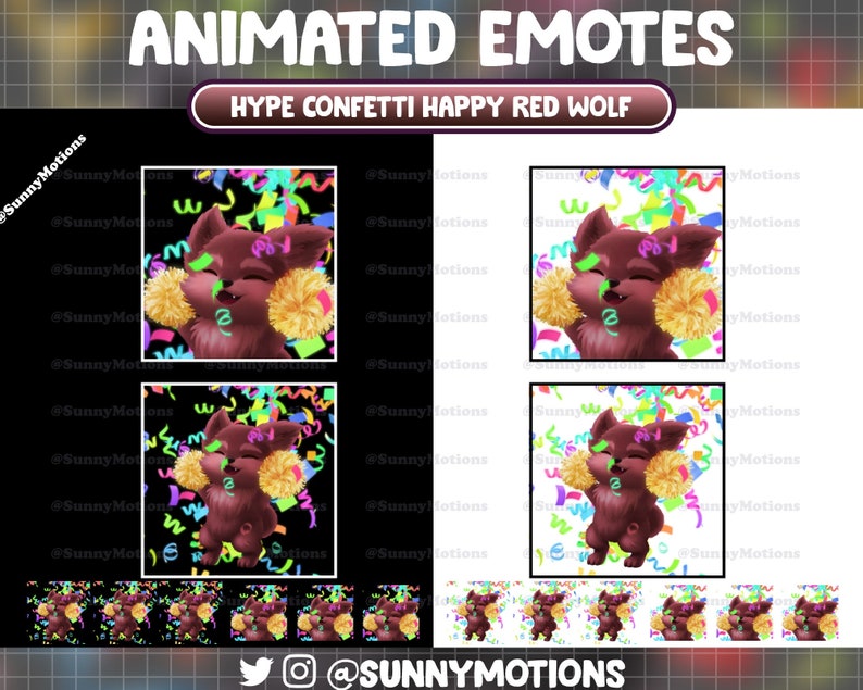 Animated Confetti Surprise Party Hype Blood Red Wolf Twitch Emotes ...