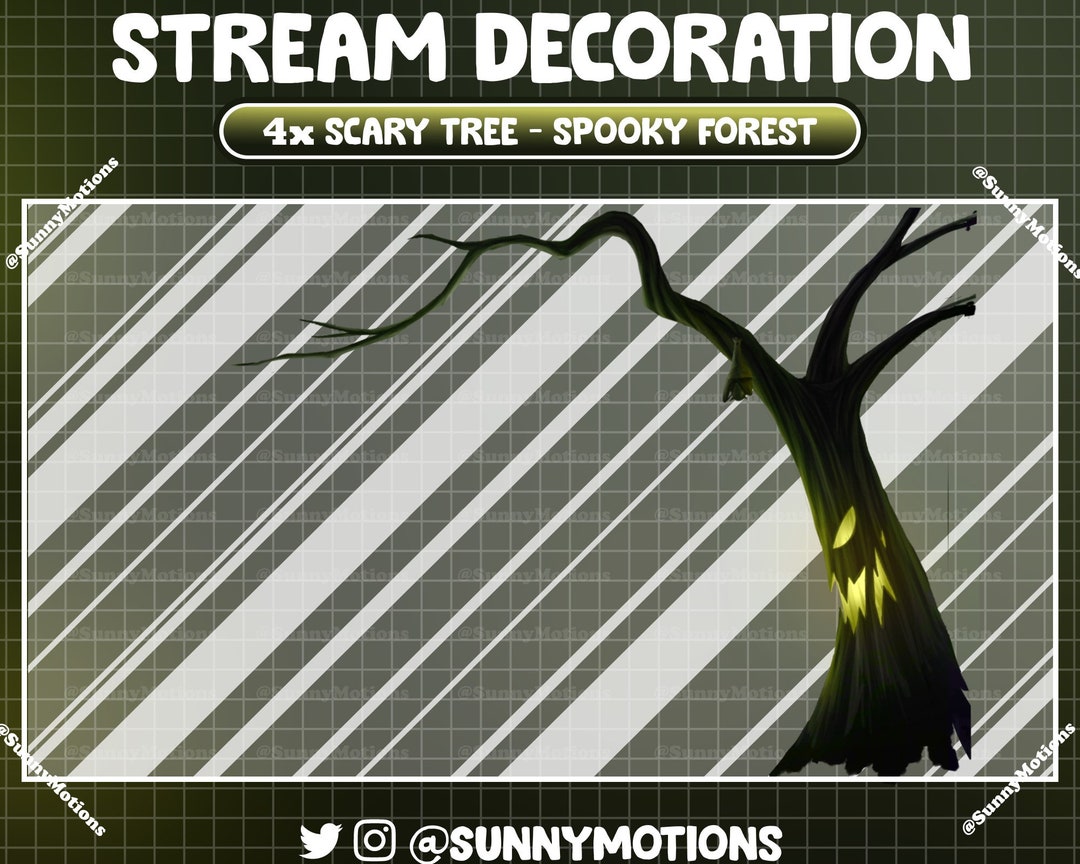 4 Animated Foggy Green Horror Scary Tree Stream Decoration, Spooky ...