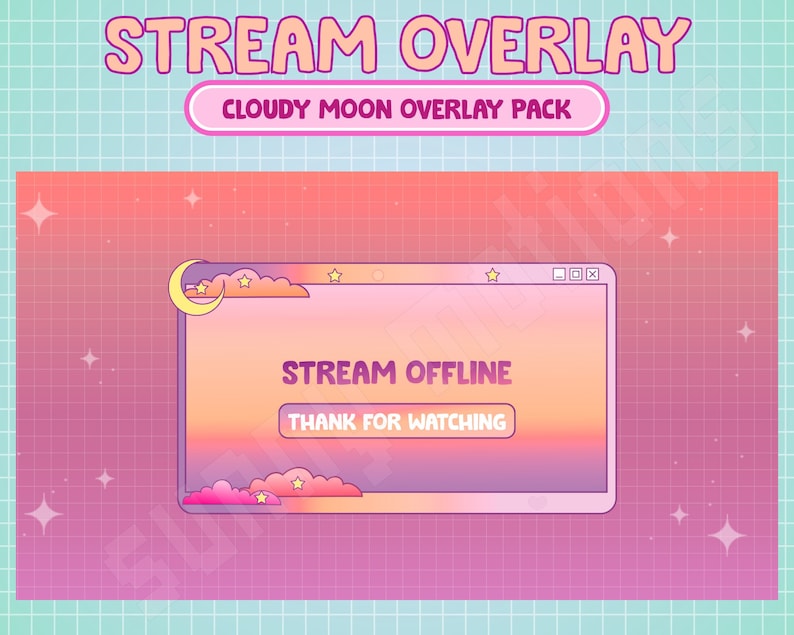 4x Animated Twitch Vaporwave Sunset Iridescent Magical Cloudy Computer ...