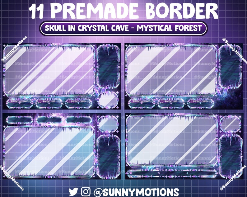 ANIMATED Stream Package: Blue Purple Skull Glowing Crystal Cave ...
