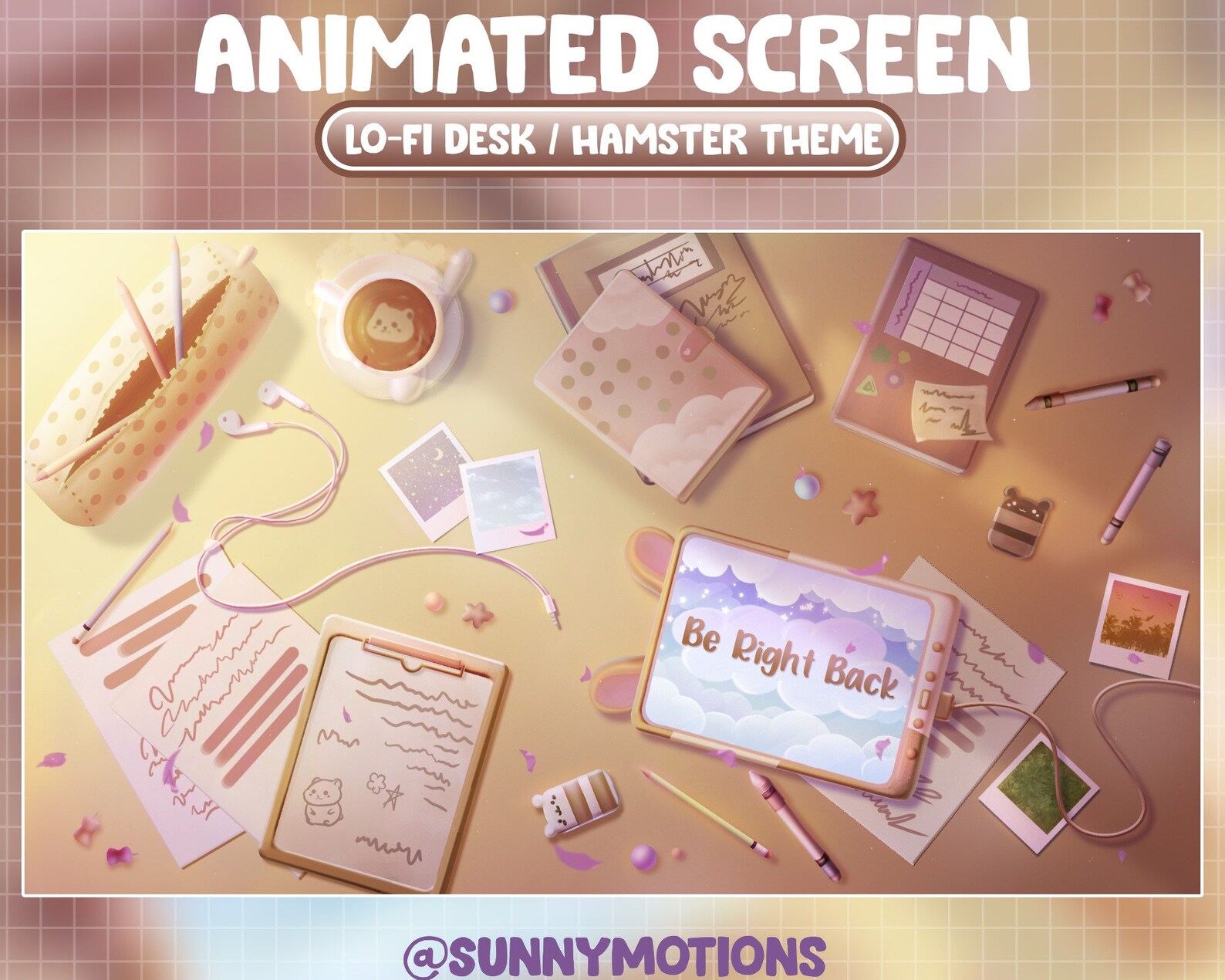 Animated Twitch Overlay Stream Package / Clean Retro Lo-fi Desk ...