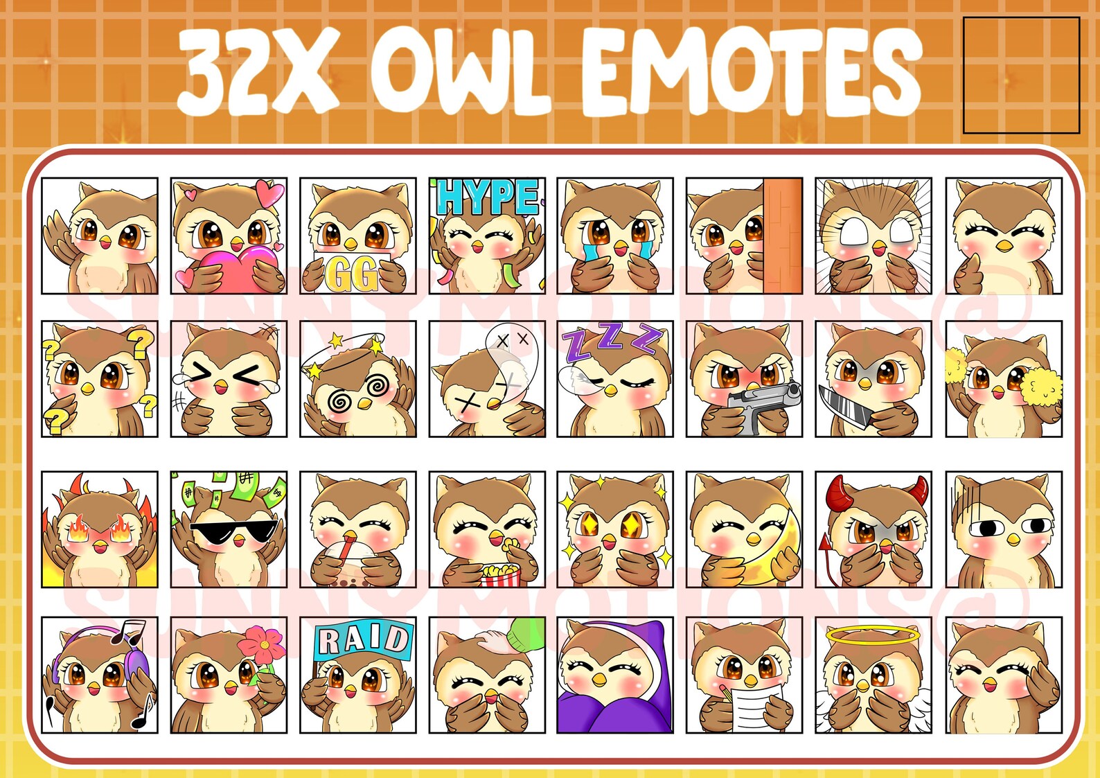 32 Cute Kawaii Owl Twitch Discord Emotes / Kawai Animal Emoji | Etsy