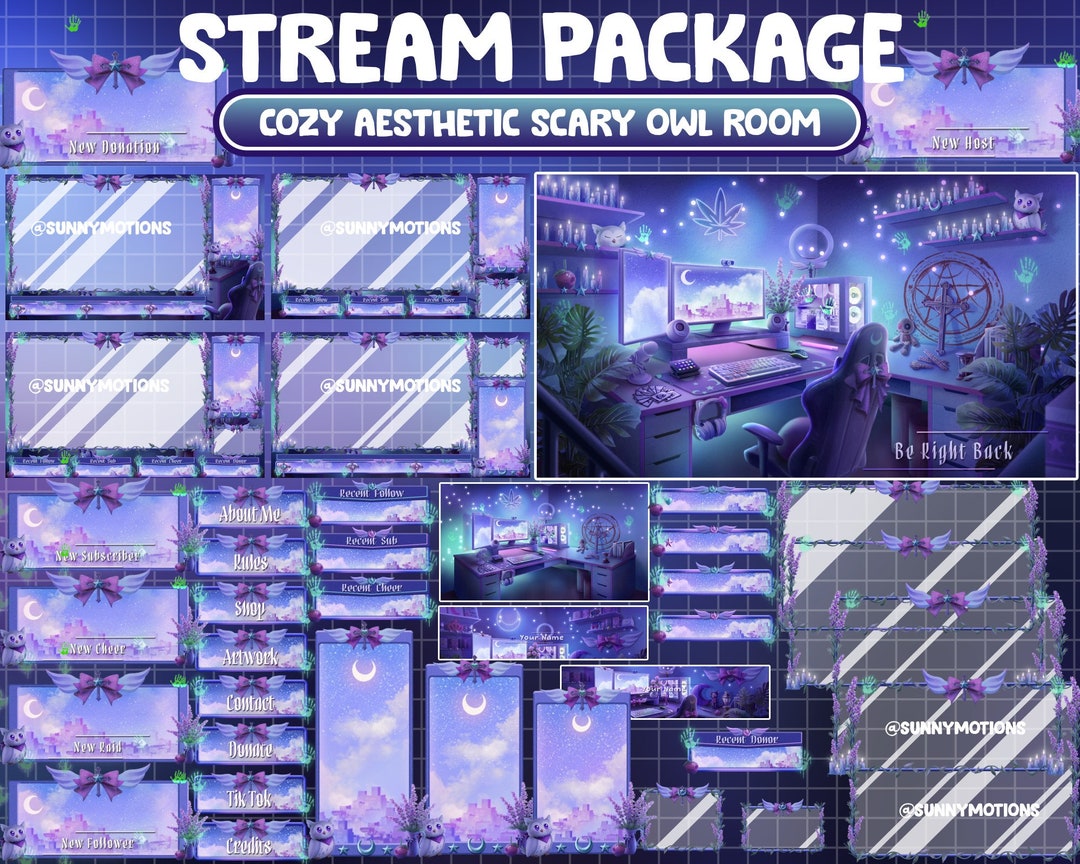 ANIMATED Twitch Overlay Stream Package: Blue Green Plant Room ...