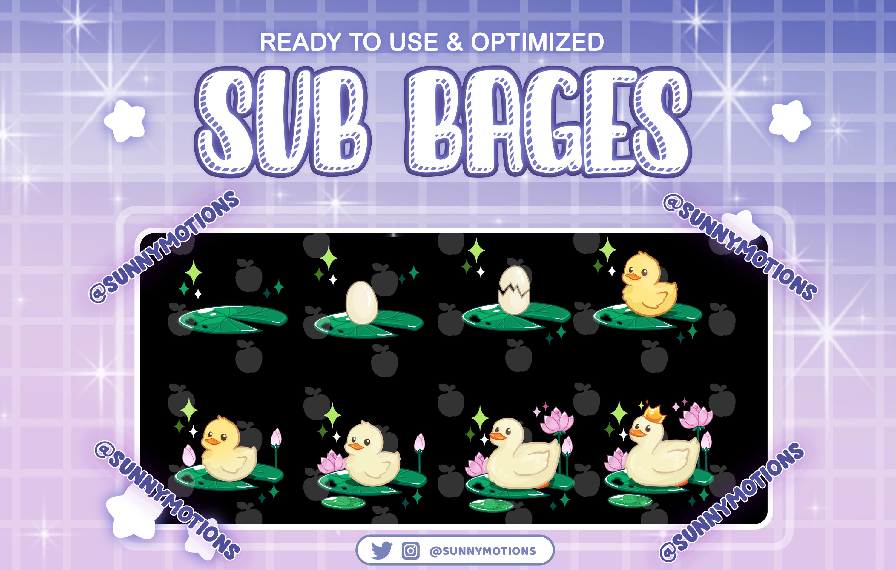Queen Duck Twitch Sub Badges, Cute Kawaii Ducky Bit, Lotus Flower Pond ...
