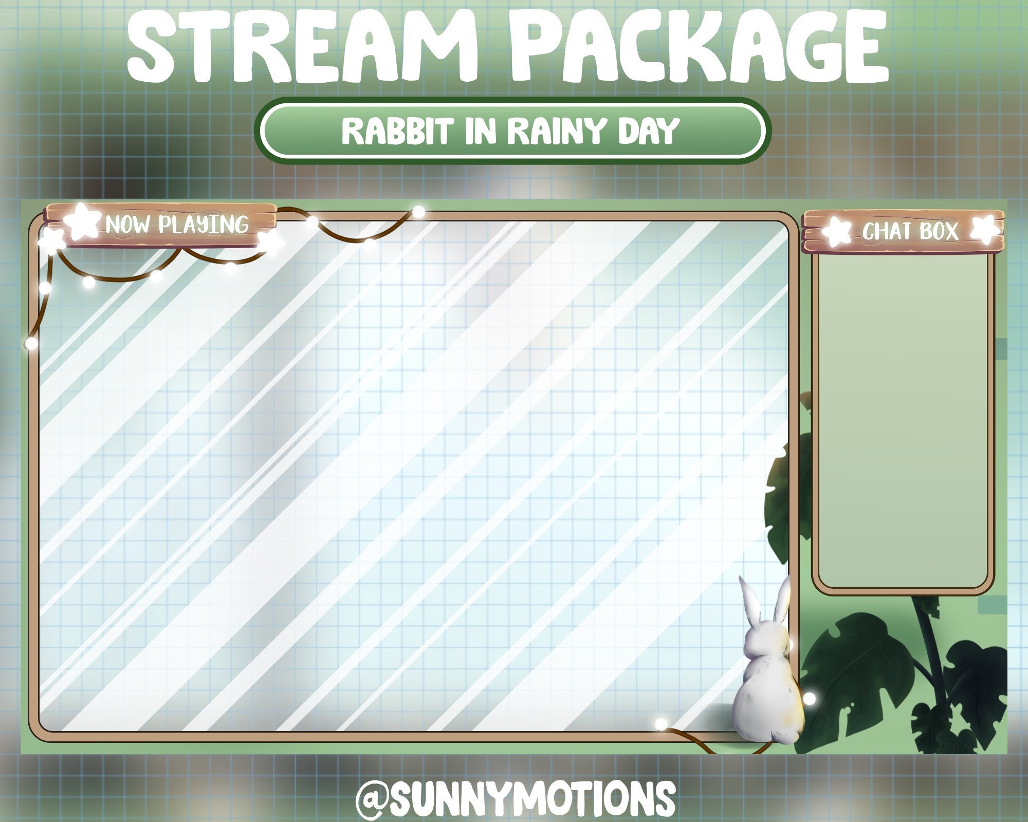 FULL ANIMATED Twitch Stream Package / Cute Dark Dreamy Rabbit in Warm ...