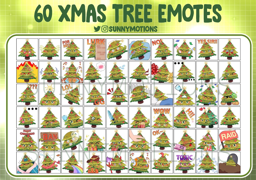 Cute Christmas Pine Tree Twitch Emotes Discord Streamer, Xmas Emoji ...
