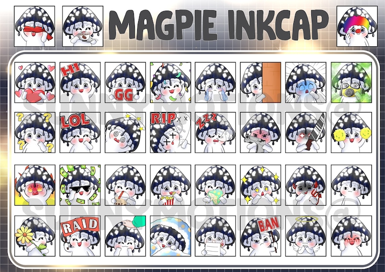 35x Cute Chibi Magpie Ink Cap Mushrooms Twitch Discord Mixer - Etsy
