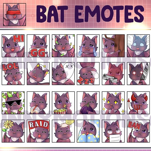 35x Cute Bat Twitch Discord Emotes / Kawai Mammal Animal Emoji - Etsy