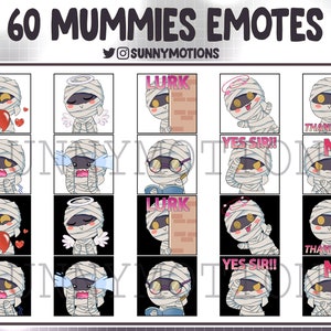 60 Cute Mummies Twitch Emotes Bundle, Discord Streamer, Kawai Halloween ...