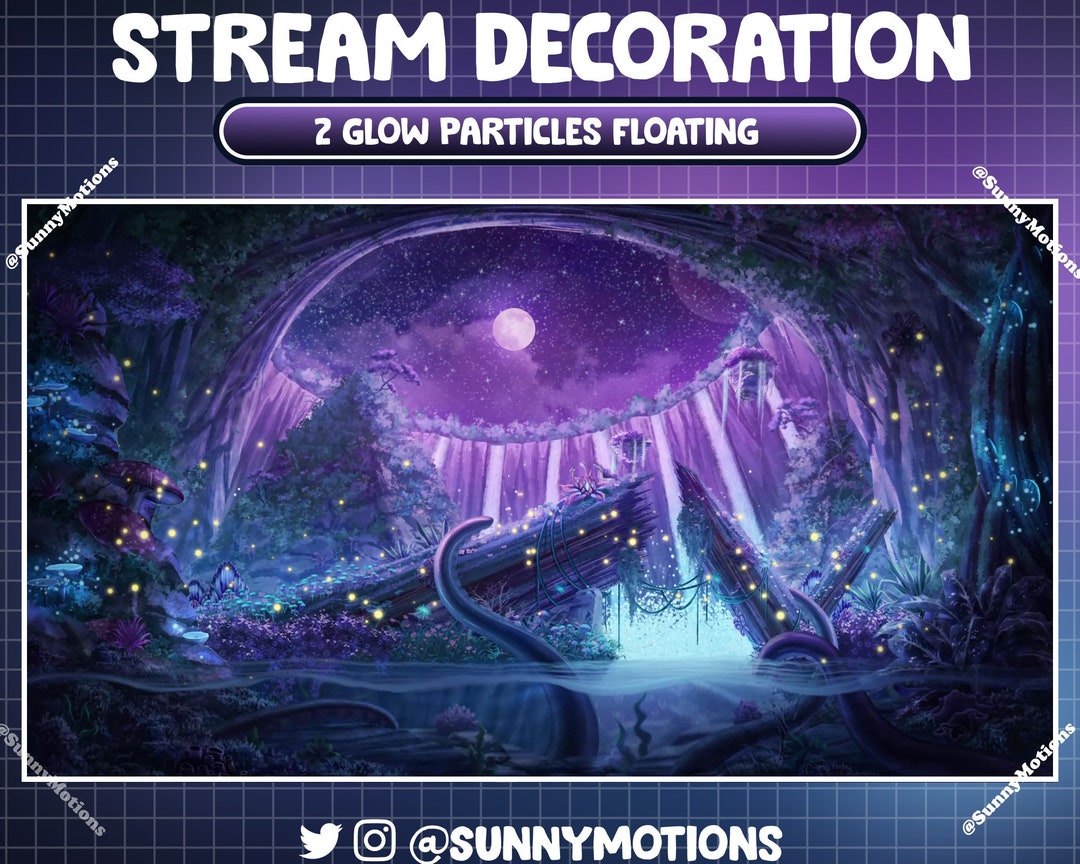 2 Animated Glow Yellow Blue Particles Floating Twitch Decoration, Dust ...