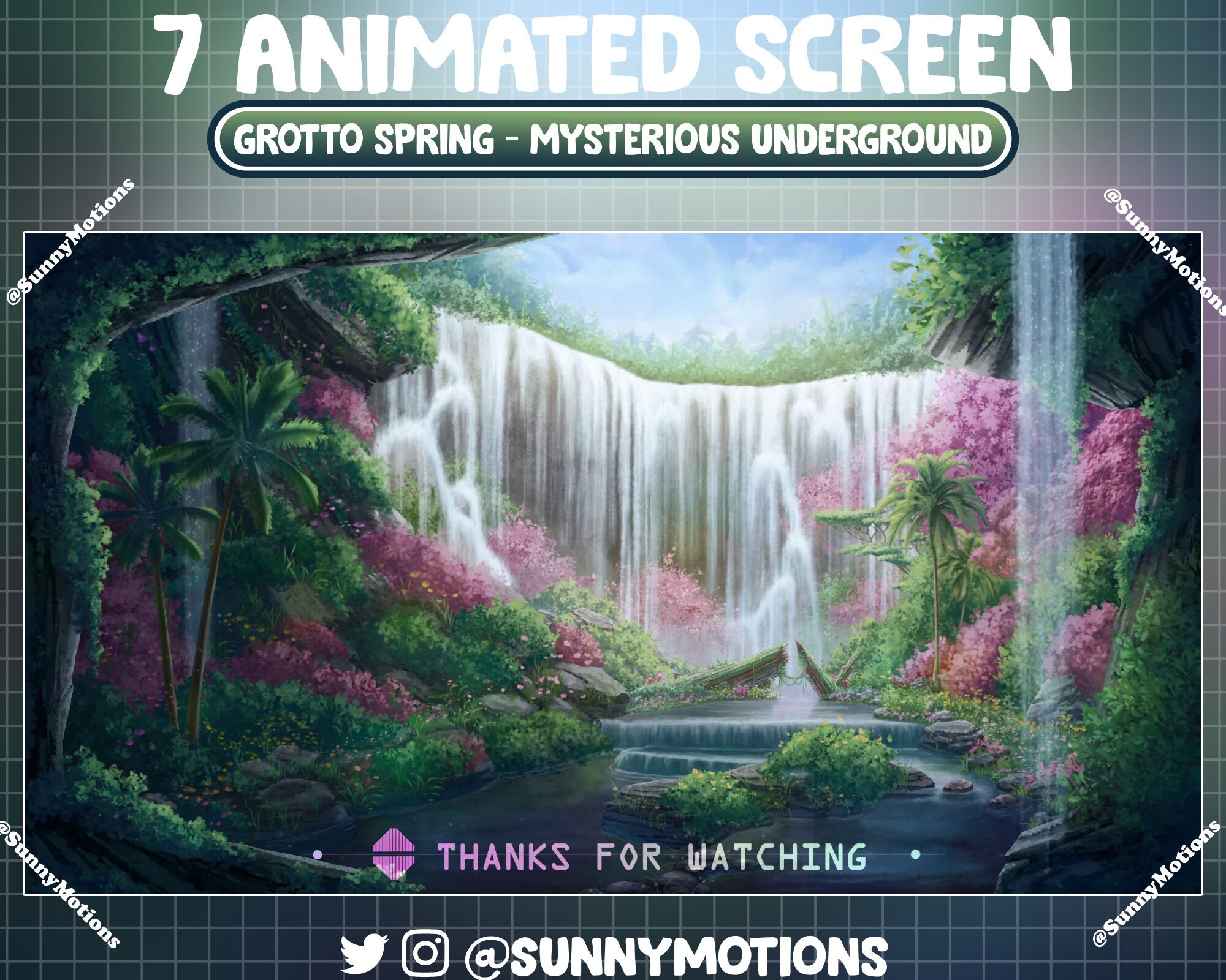 7 Animated Aesthetic Grotto Spring Twitch Screen Overlay, Mysterious ...