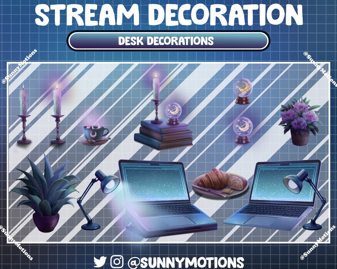 14 Animated Stream Decoration: Laptop, Croissant Bread, Desk Lamp ...