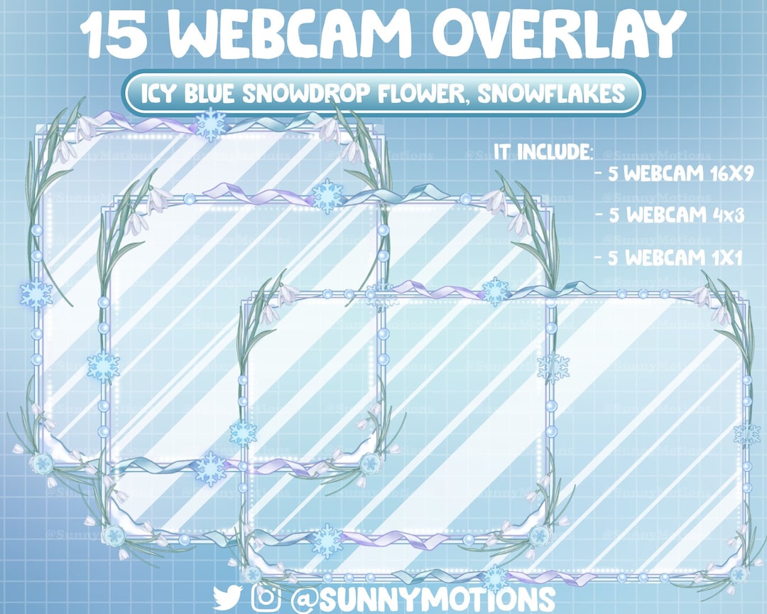15 Animated Icy Blue Winter Christmas Webcam Overlay, Snowflakes ...