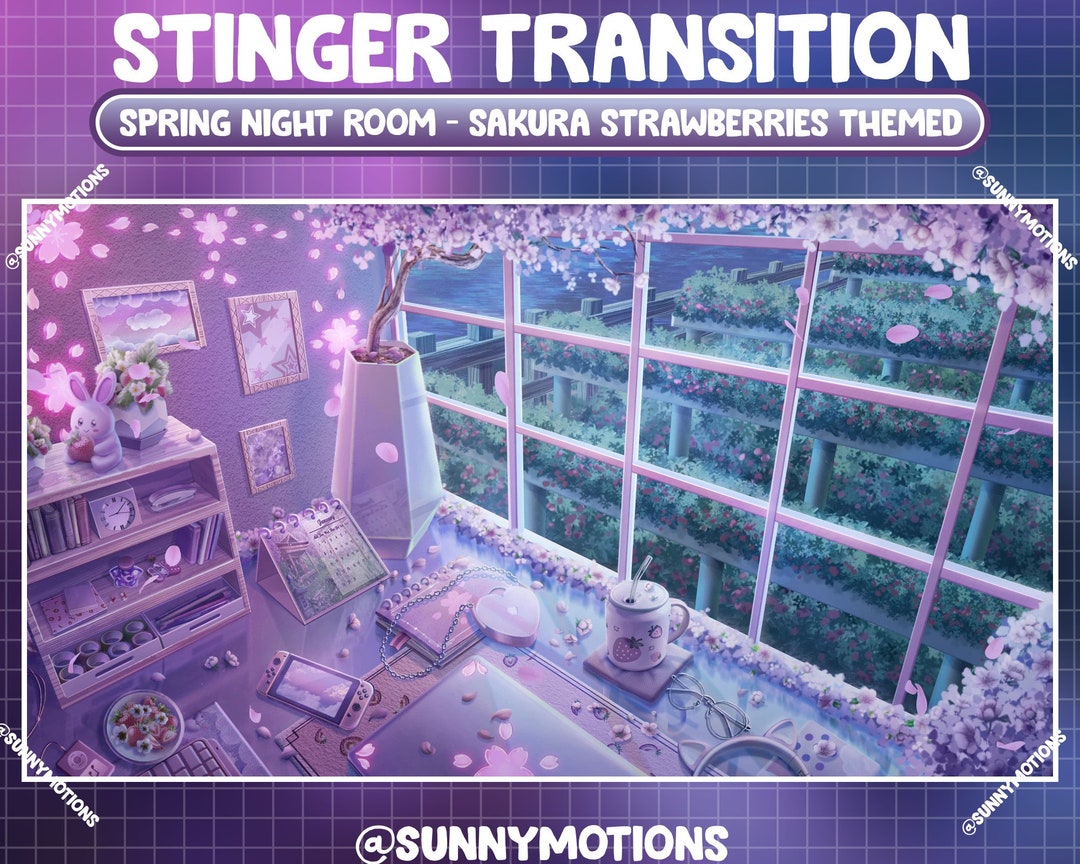 2x Animated Stream Stinger Transition: Aesthetic Cozy Desk in Sakura ...