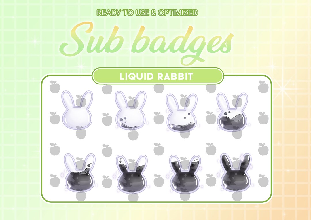 8 Black Liquid Rabbit Bottle Twitch Sub Bit Badges / Kawaii Magic Star ...