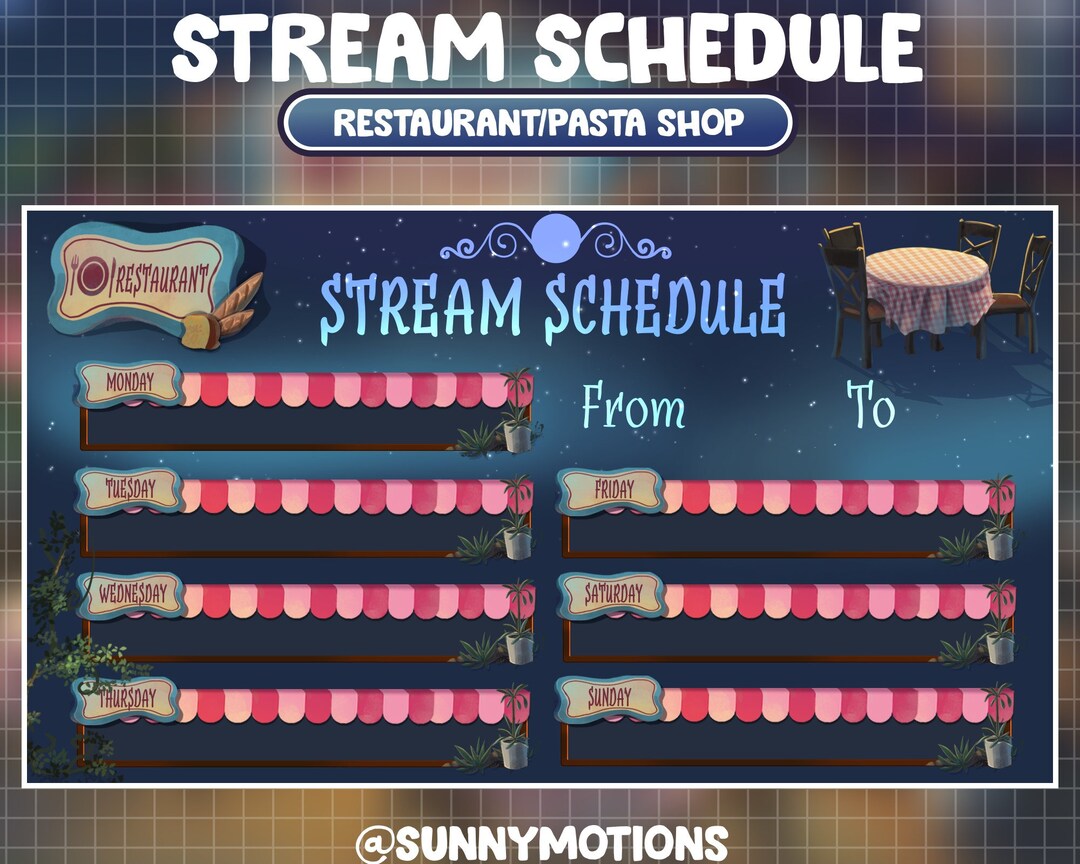 Twitch Overlay Stream Schedule: Italian Restaurant / Pepperoni Cheeses ...