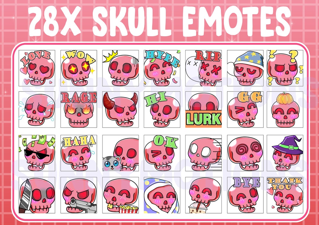 Twitch Discord Emotes Cute Red Skull Halloween / Kawai Emoji / Chibi ...
