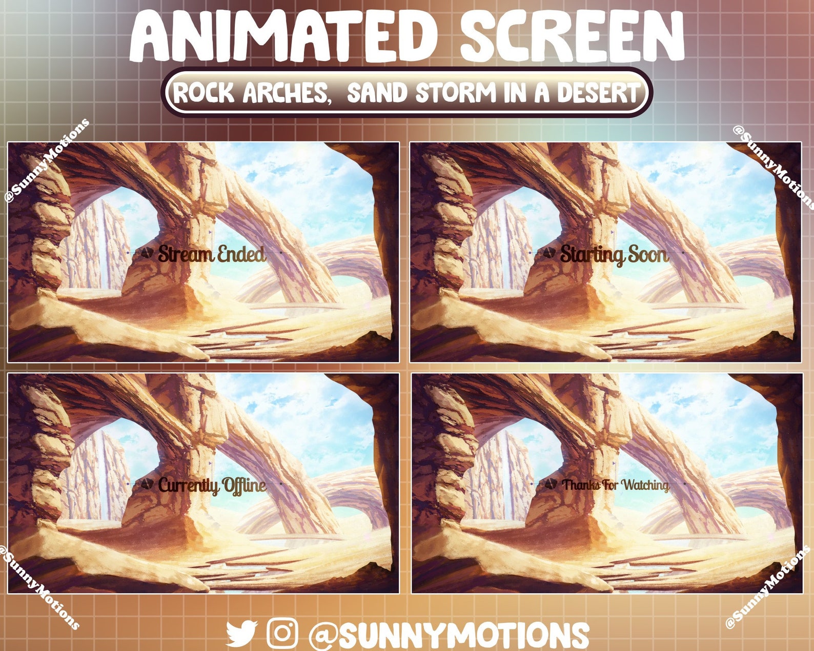 ANIMATED Stream Package: Aesthetic Sand Storm in Desert Oasis Landscape ...