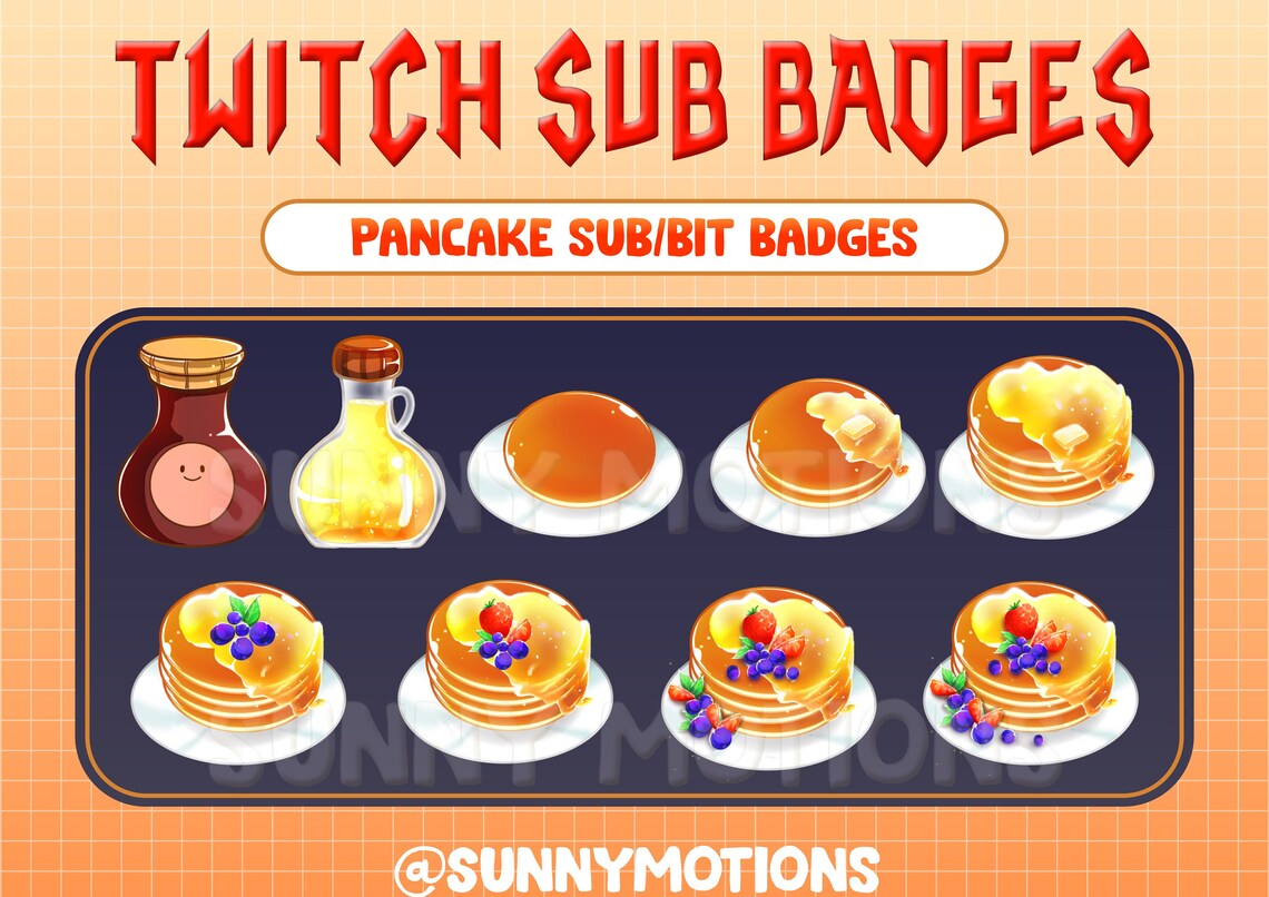 Pancake Twitch Sub Bit Badges / Cute Emoji / Emotes / Fast - Etsy
