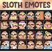 32 Cute Kawaii Sloth Twitch Discord Emotes / Kawai Animal Emoji ...