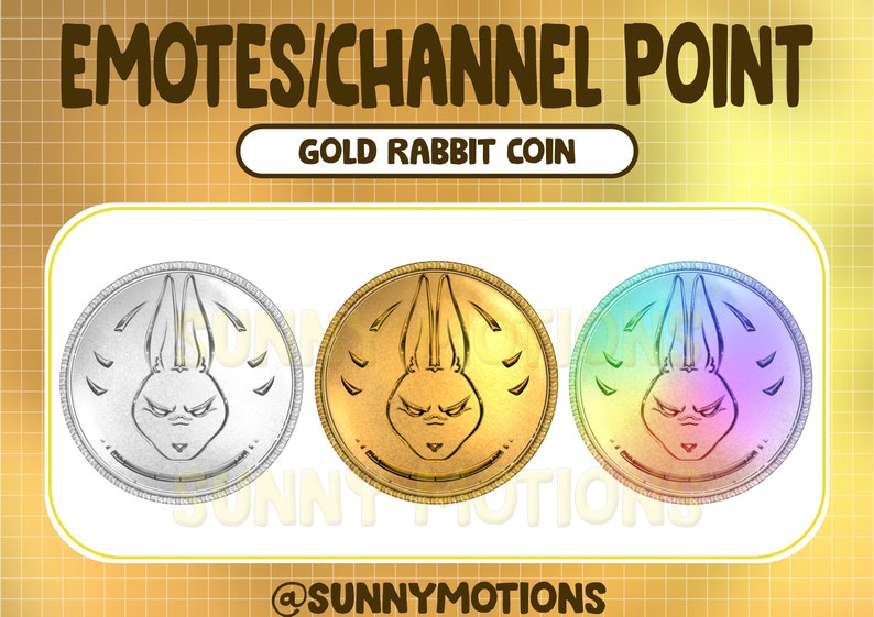 Twitch Cool Gold Rabbit Coin Emotes / Channel Points / Kawaii Cute ...