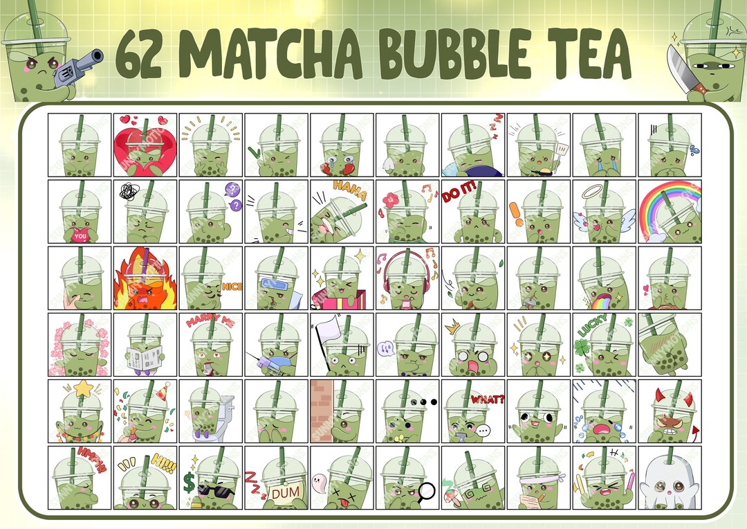 62 Cute Kawaii Matcha Bubble Tea Twitch Emotes , Sweet Chewy Avocado ...