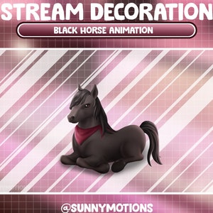 Animated Stream Decoration Black Horse / Cute Black Pony / Kawaii Chibi ...