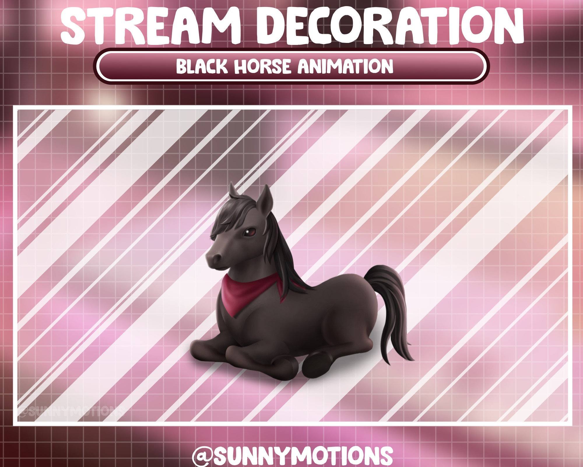 Animated Stream Decoration: Black Horse Sitting Twitch Overlay, Cute ...