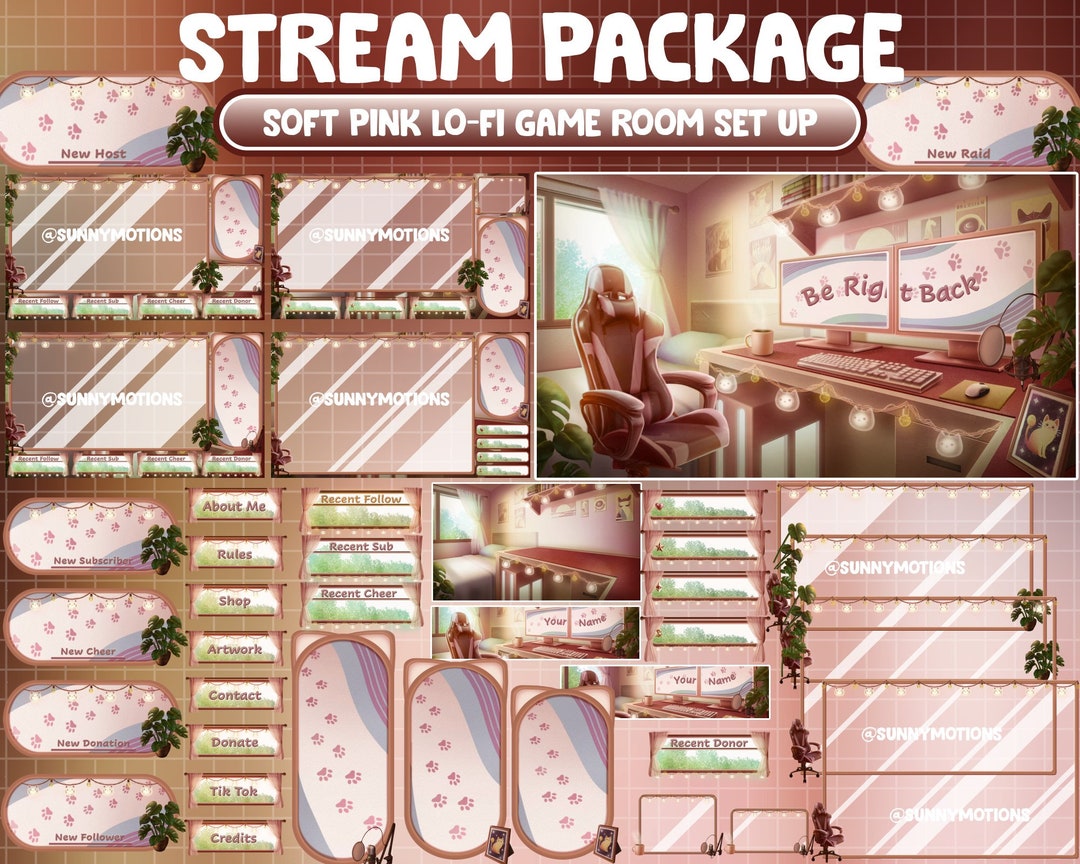 Animated Twitch Stream Package Overlay: Pastel Pink Game Play Set up ...