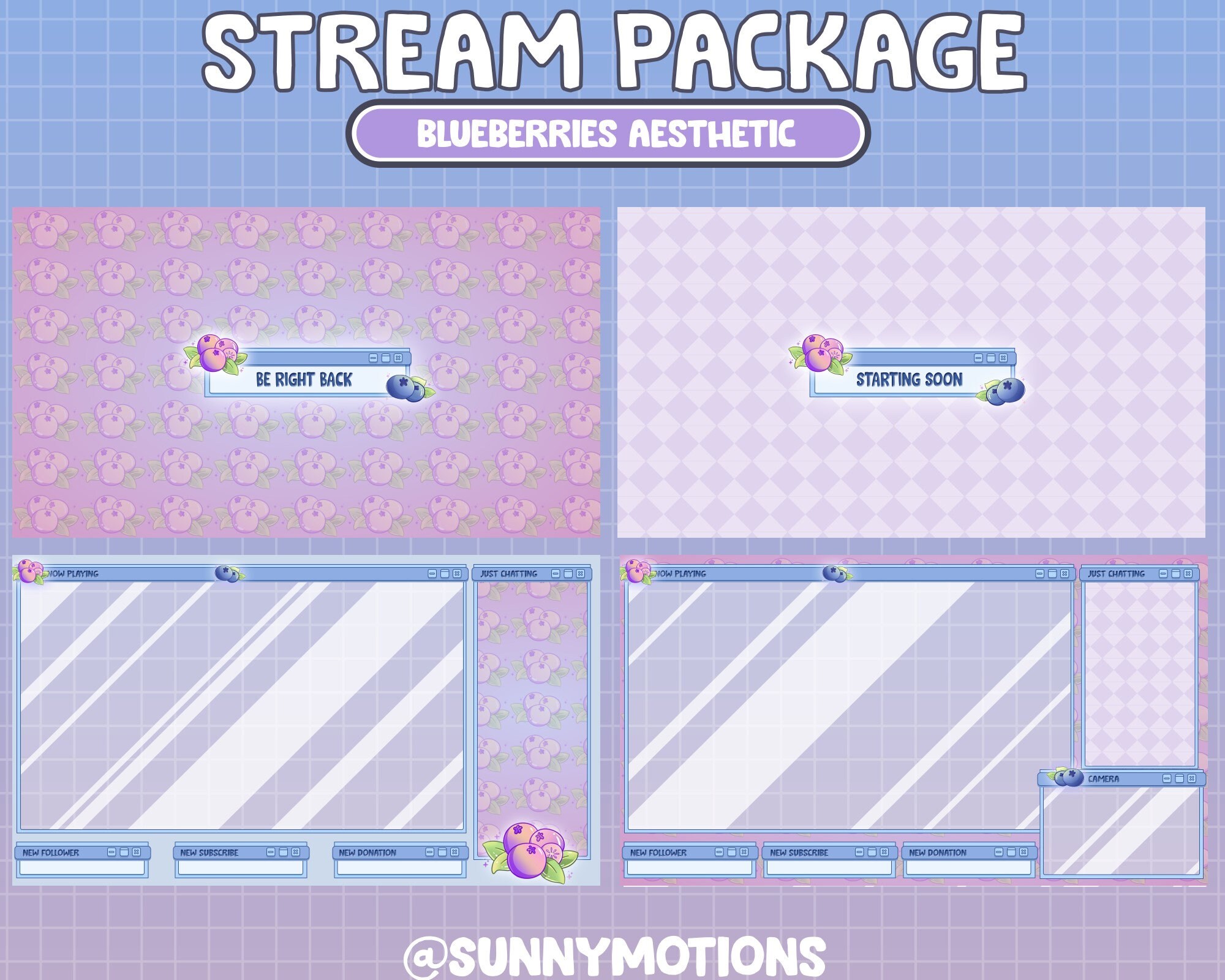 FULL ANIMATED Twitch Stream Package / Aesthetic Blueberry | Etsy
