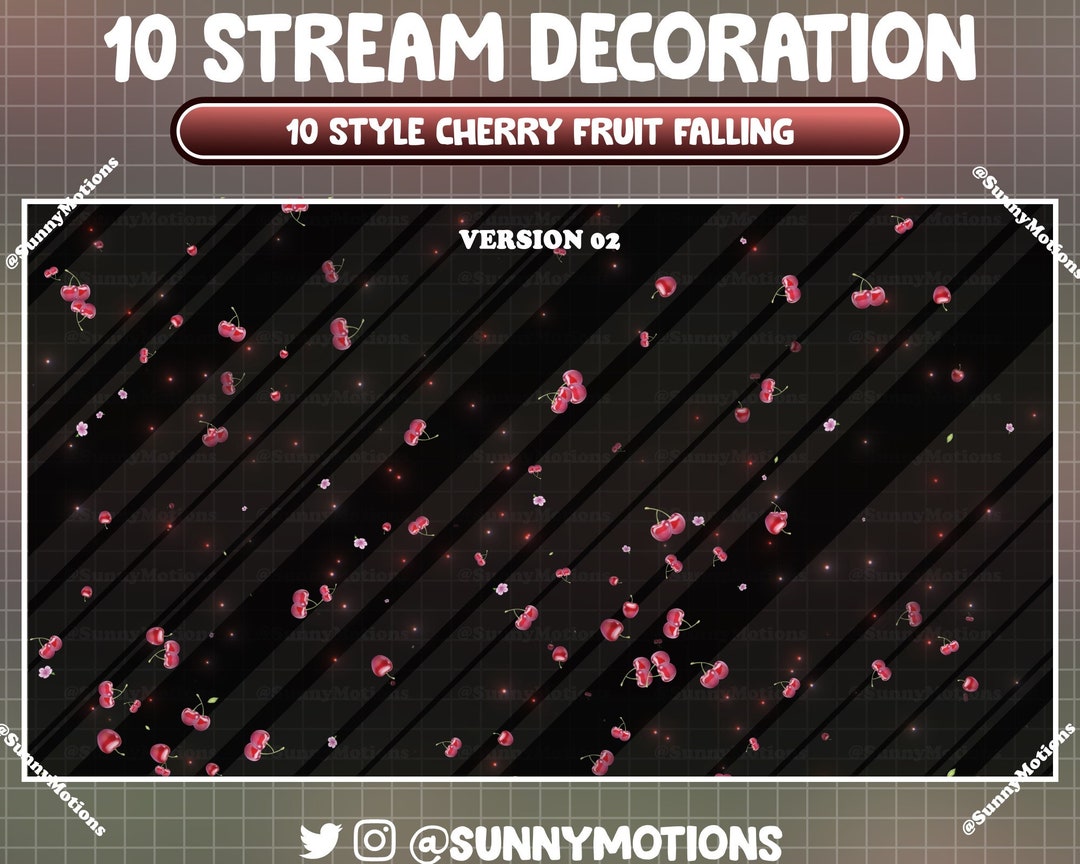 10 Glow Garden Cherry Fruit Falling Animated Stream Decoration, Sweet ...