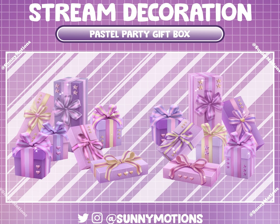 2 Animated Stream Decoration: Paste Purple Pink Party Gift Boxes ...