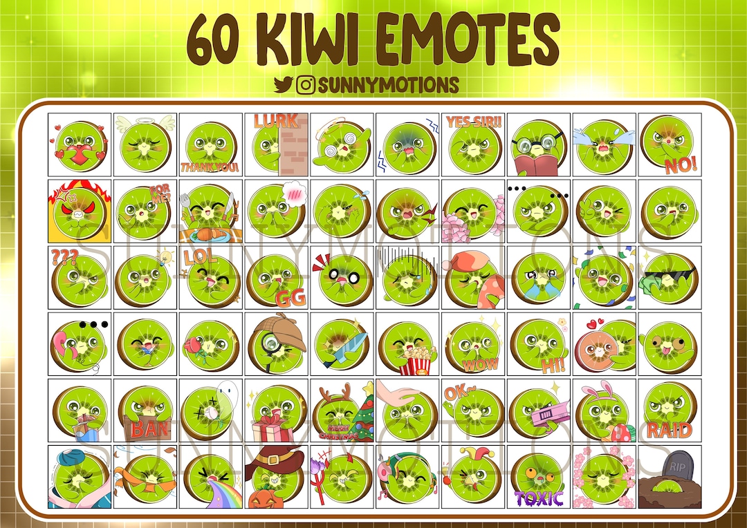 60 Cute Kiwi Fruit Twitch Emotes, Discord Streamer, Kawai Kiwis Slice ...