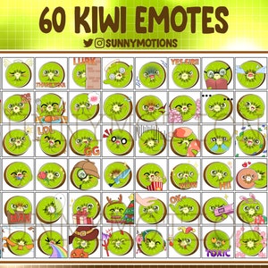 60 Cute Kiwi Fruit Twitch Emotes, Discord Streamer, Kawai Kiwis Slice ...