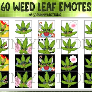 Cute Green Weed Leaf Twitch Emotes, Discord, Streamer, Kawai Marijuana ...