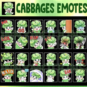 35 Cute Chibi Kawaii Cabbages Twitch Discord Mixer Youtube Emotes ...