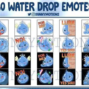Cute Blue Water Droplet Twitch Emotes, Discord Streamer, Kawai Hydrate ...