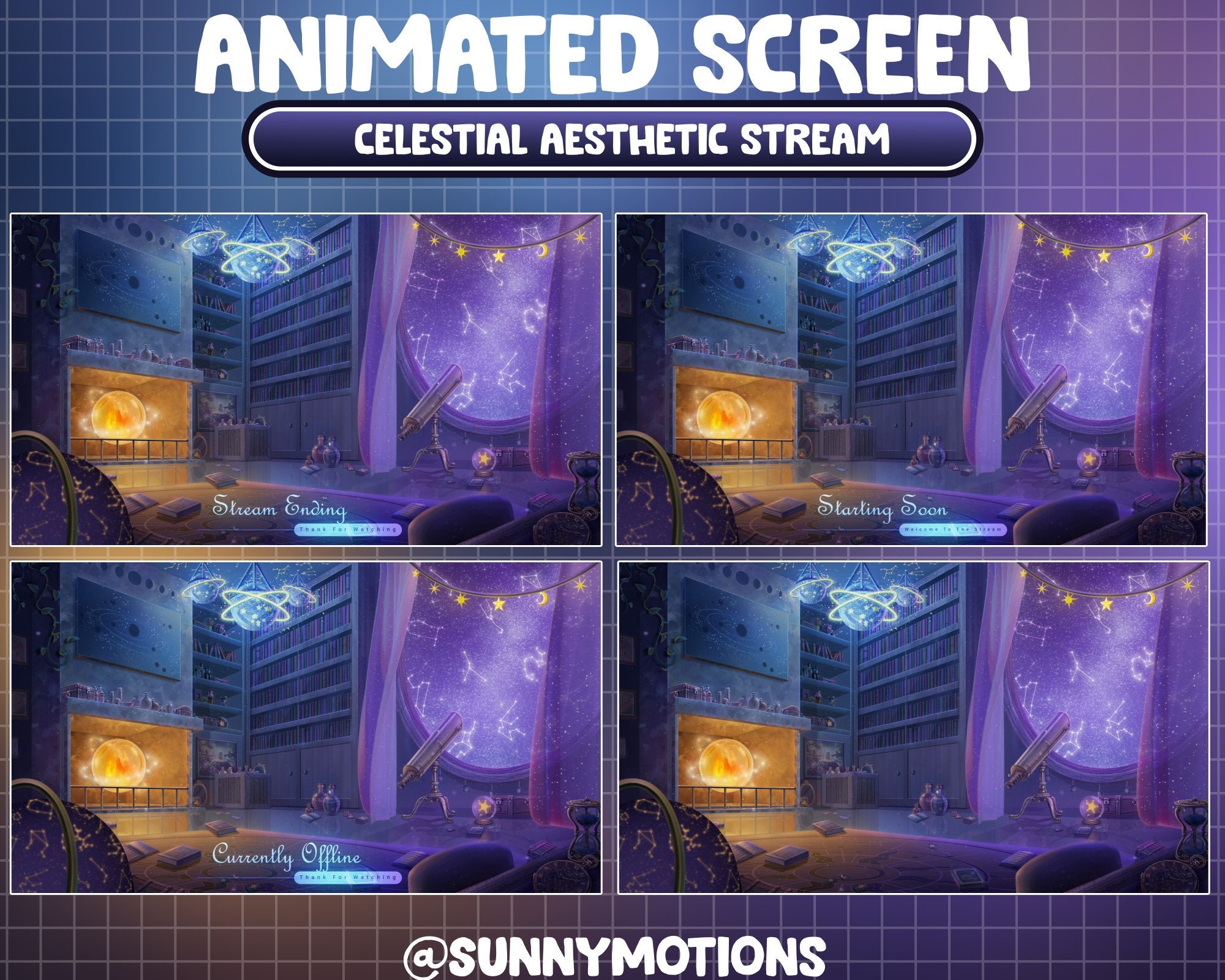 Animated Celestial Room Twitch Overlay / Astrology Sky Theme / Witchy ...