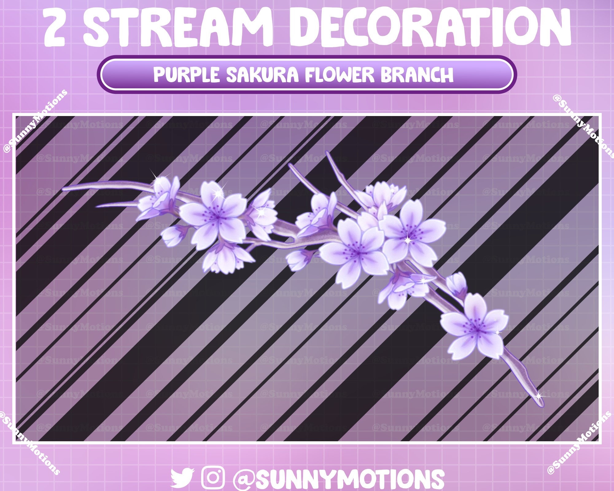 4 Animated Stream Decoration: Kawaii Purple Spring Japanese Cherry ...