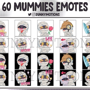 60 Cute Mummies Twitch Emotes Bundle, Discord Streamer, Kawai Halloween ...