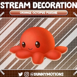 2x Animated Stream Decoration: Cute Orange Octopus Plushie Twitch ...