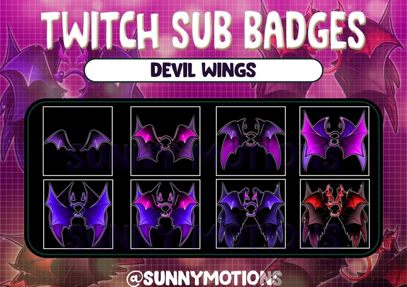 Cool Devil Wings Twitch Sub Bit Badges / Demon Streamer Emotes - Etsy