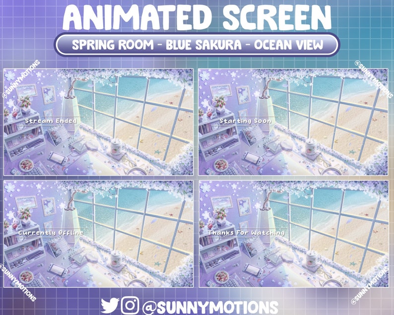 ANIMATED Twitch Overlay Stream Package: Ocean Waves, Game Room Looking ...